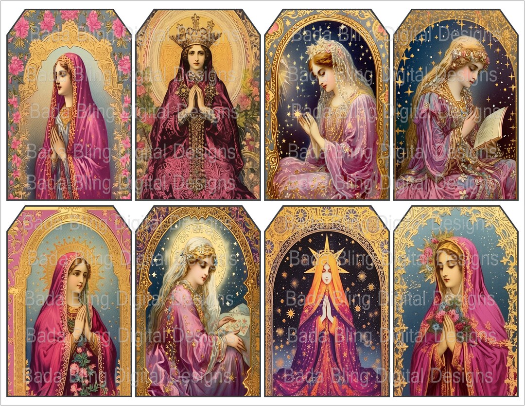 Ornate Holy Mother Mary Gift Tags, Instant Downloads, Original Art ...