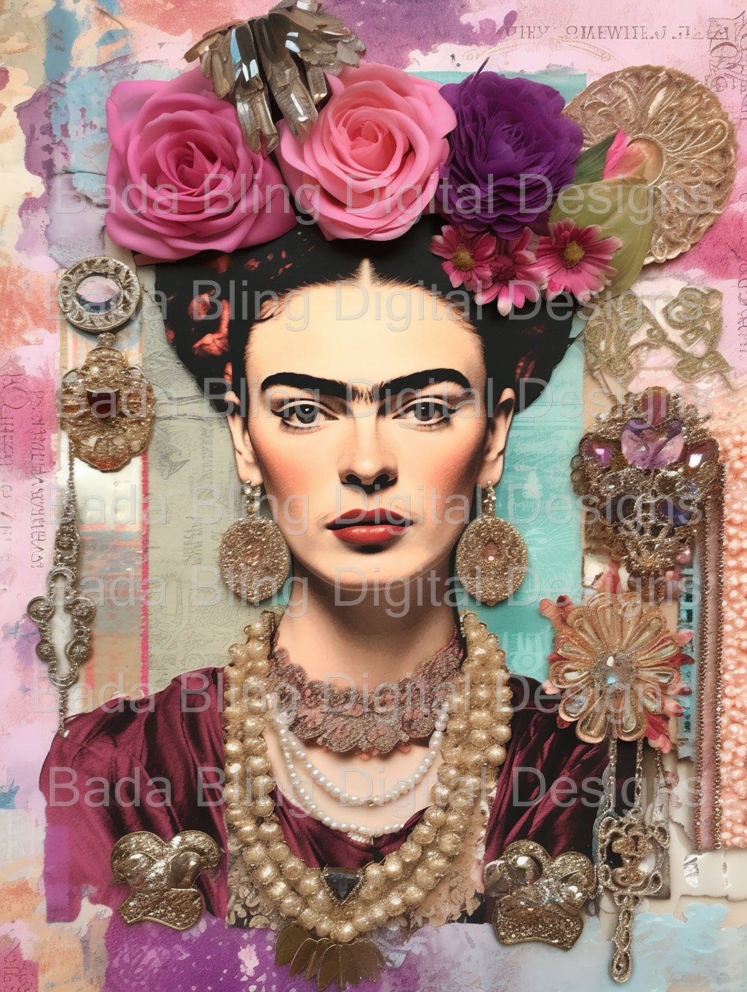 Frida Kahlo Collage 1 of 4 Large Image Printable Original Art POD Use ...