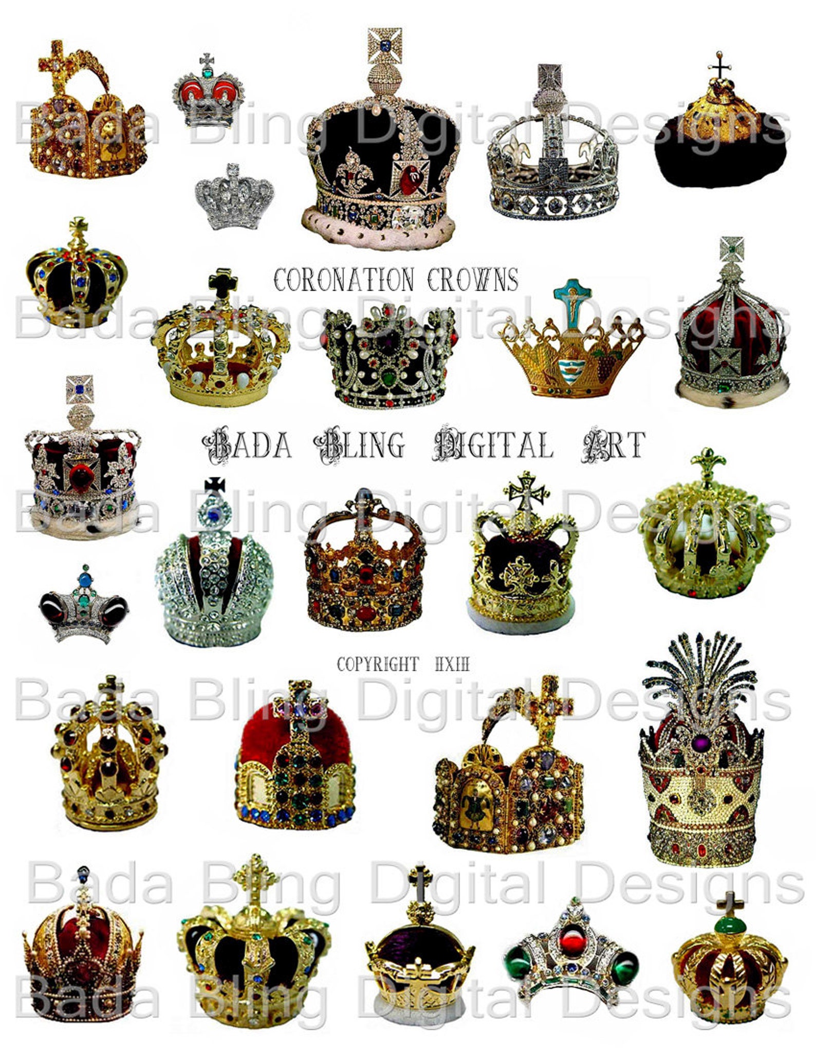 Coronation Crowns of Europe... a Digital Collage Sheet for | Etsy