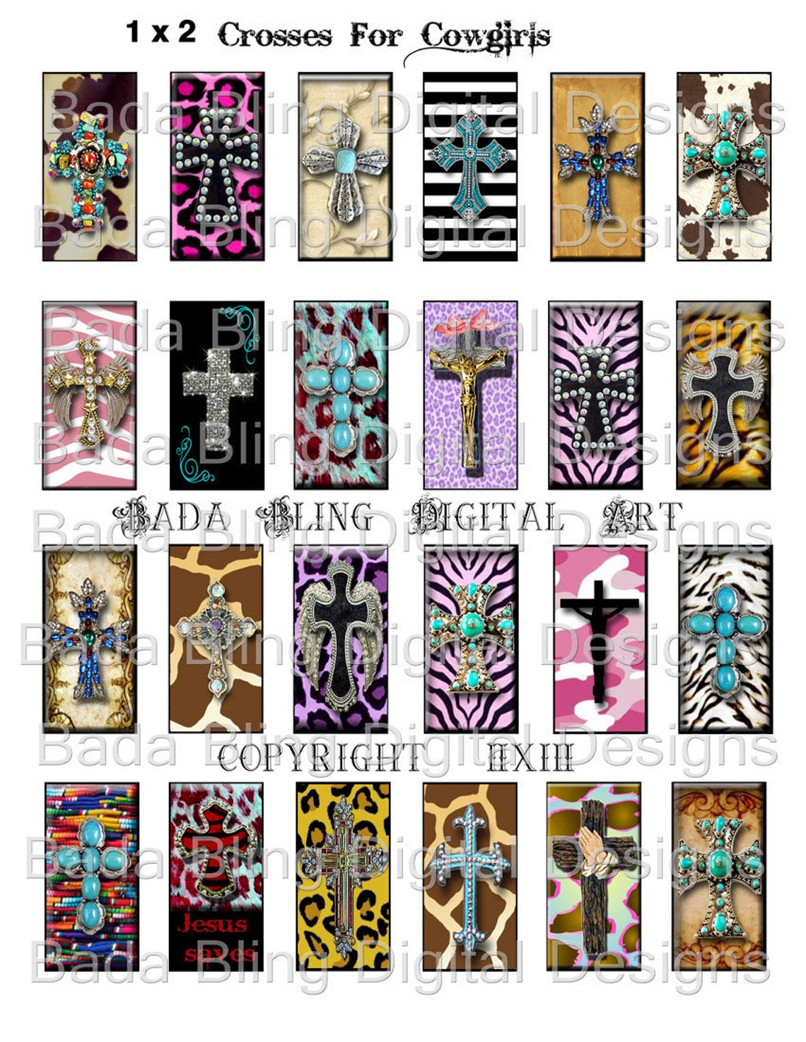 1 X 2 Inch, Crosses for Cowgirls, Collage Sheets for Dominos and ...