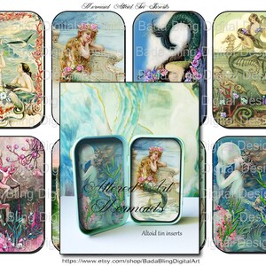 Mermaid Atoid Tin Inserts. Mermaid Collage Sheets, INSTANT Download at ...