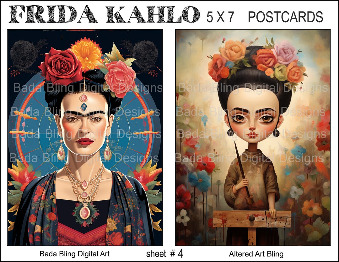 FRIDA Postcards 5 Original Art Printable Postcards Digital Collage ...