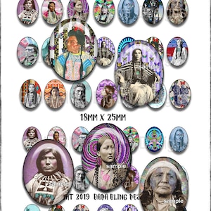 Native American Indians, Printable Gift Tags, Original Art, Digital ...