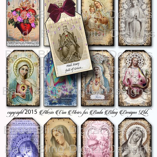 Antique Prayer and Holy Card Gift Tags Sheet 2 Religious - Etsy