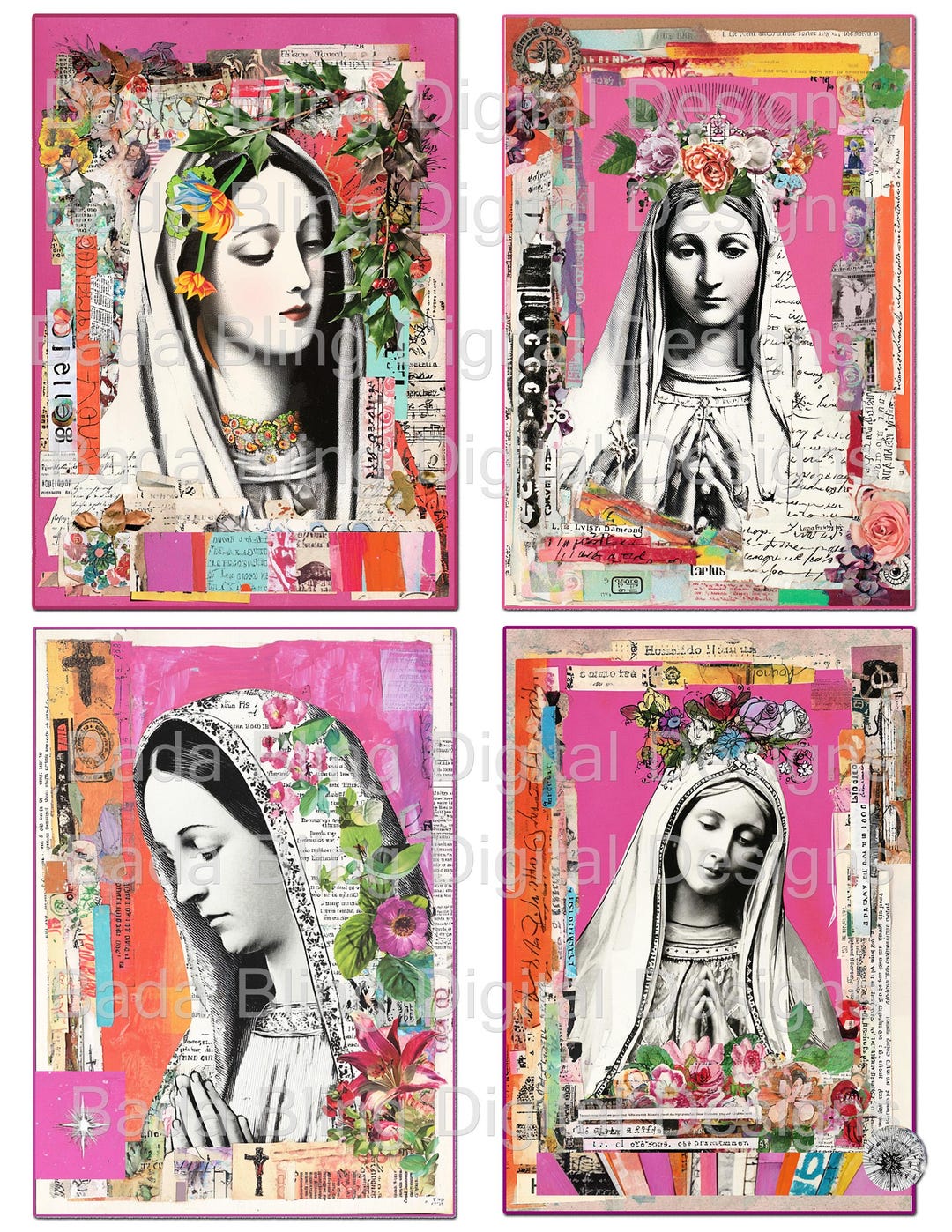 Holy Mother Mary Collage Art Instant Downloads Original Art Catholic ...
