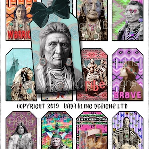Native American Indians, Printable Gift Tags, Original Art, Digital ...