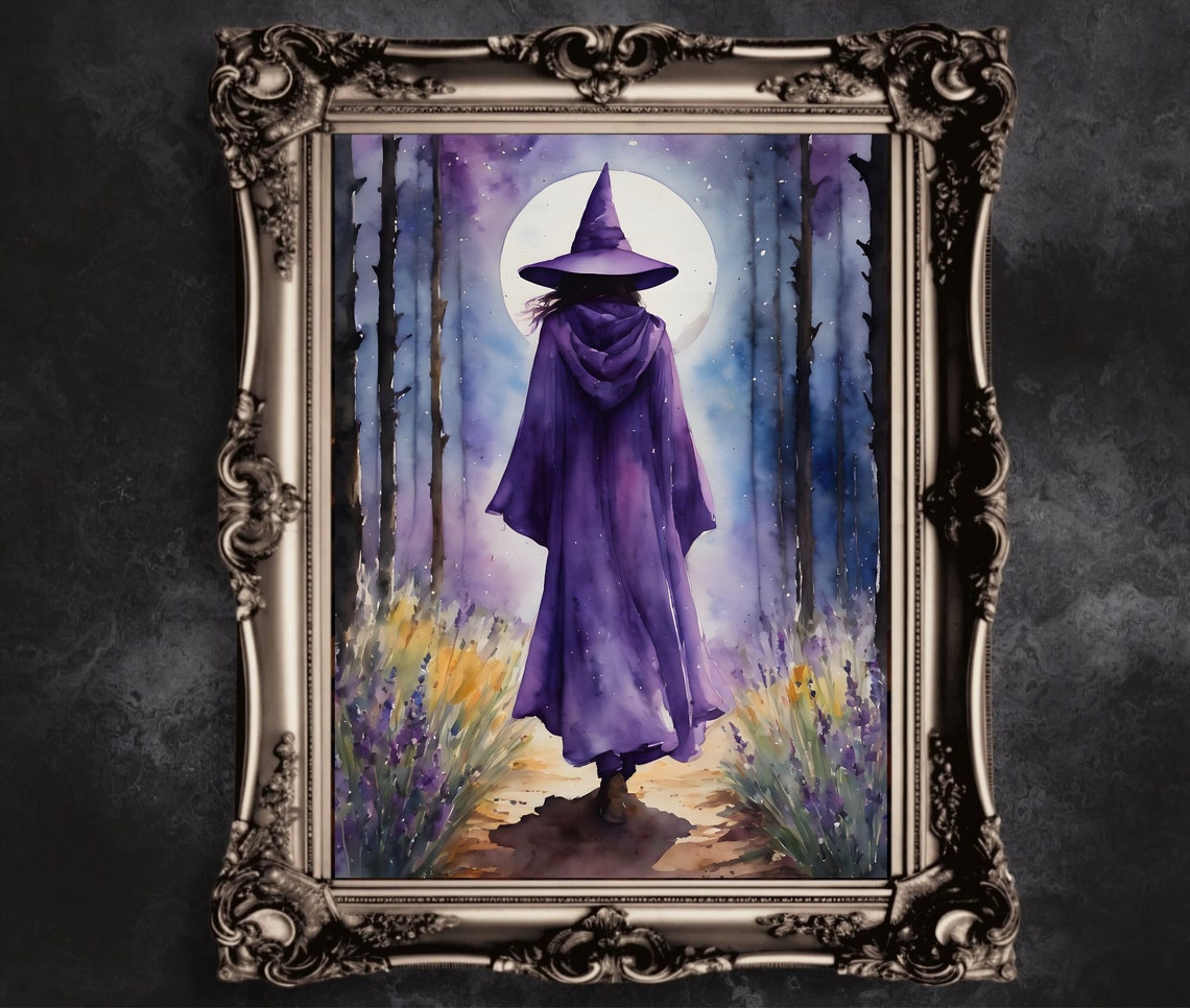7x5 Lavender Witch in Lavender Woods Altar Print Colorful Purple Witchy ...