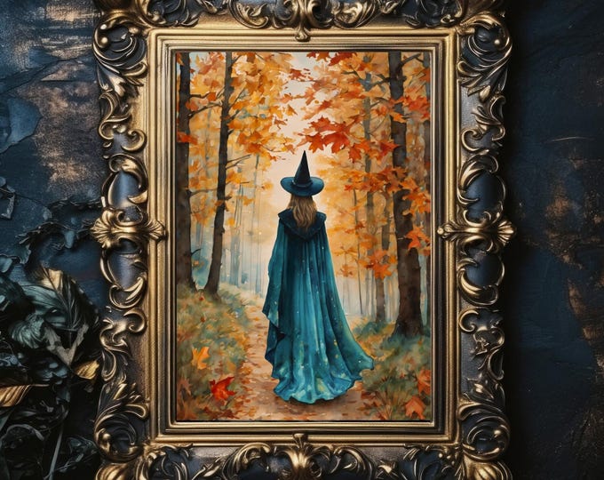 7x5" Enchanted by Autumn ~ Altar Print | Fall Witchy Watercolor Wall ...