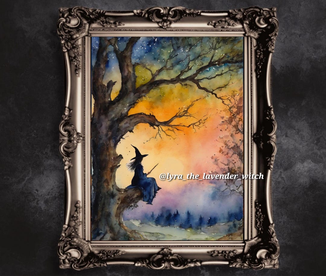 8x10 the Wishing Tree Vibrant Witch Print Witchy Watercolor Wall Decor ...