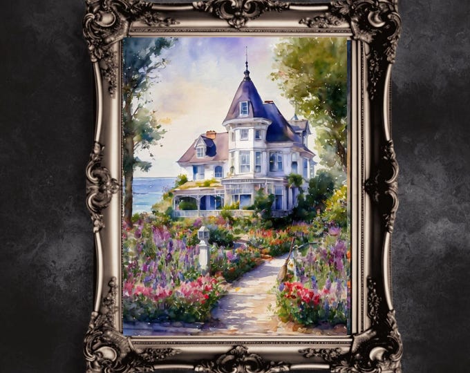 8x10" the Witches House by the Sea ~ Altar Print | Witchy Watercolor ...