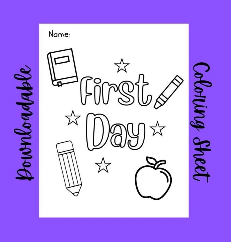 First Day Coloring Sheet - Etsy