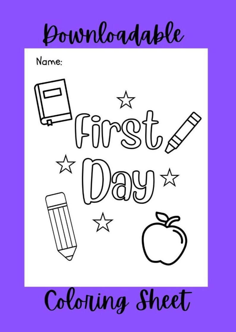 First Day Coloring Sheet - Etsy