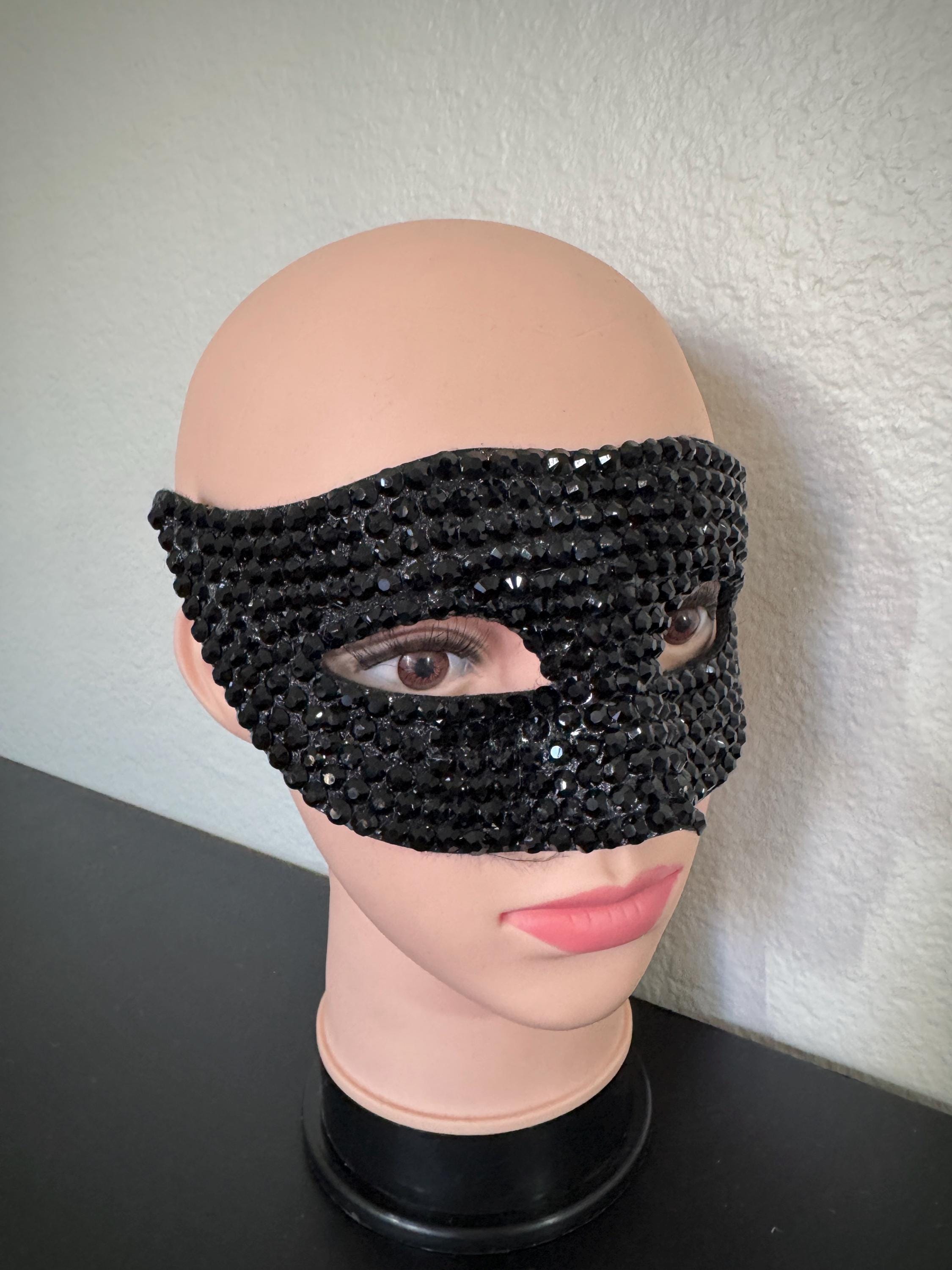 Black Rhinestone Masquerade Mask: Sparkly Crystal Party Costume ...