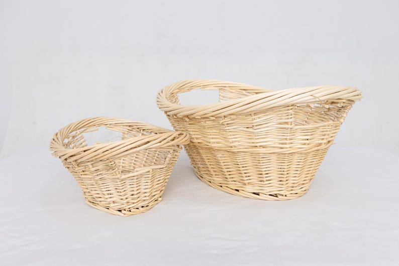 Handwoven Wicker Basket Set: Rustic Farmhouse Laundry & Toy Storage - Etsy