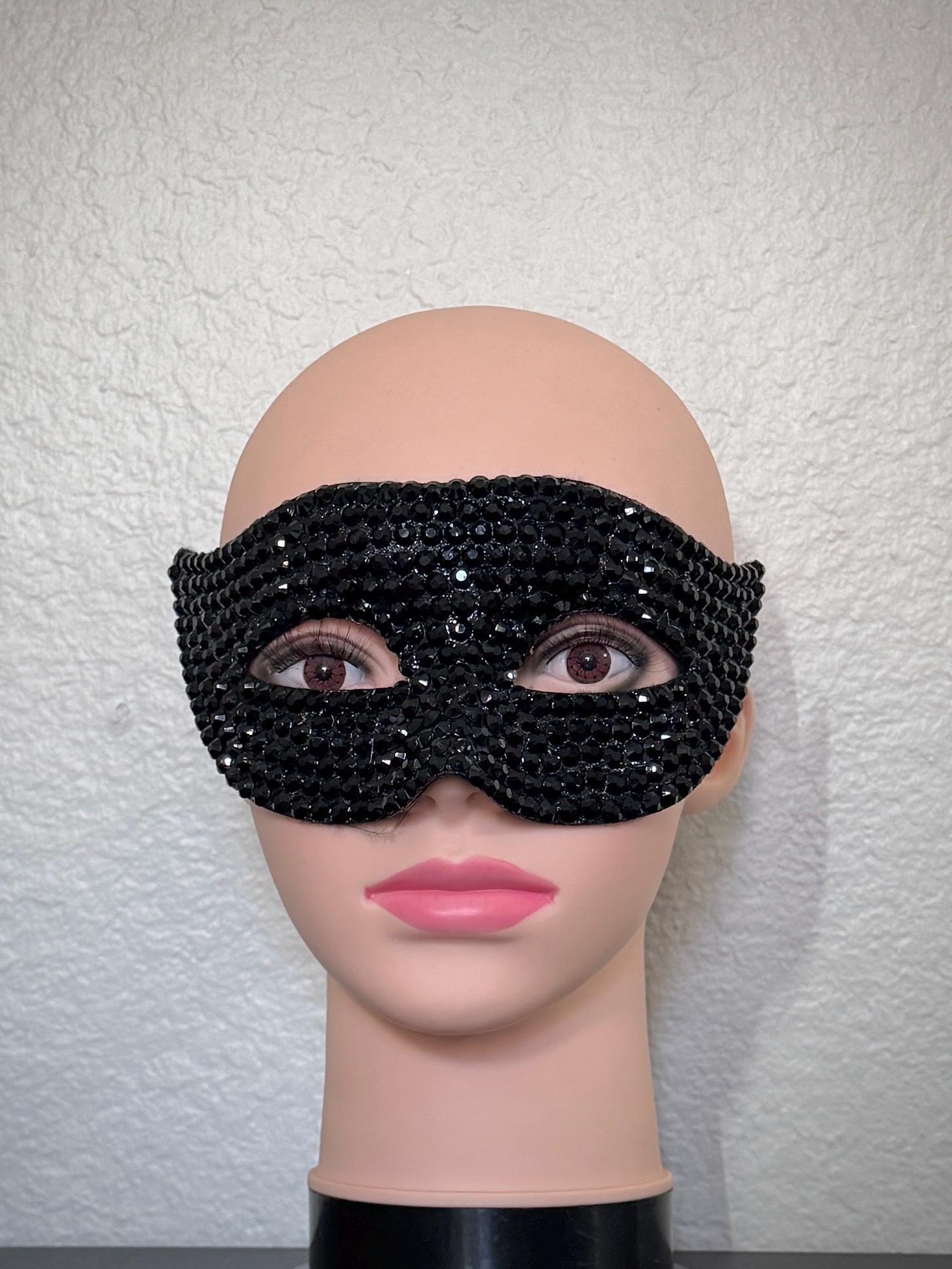 Black Rhinestone Masquerade Mask: Sparkly Crystal Party Costume ...