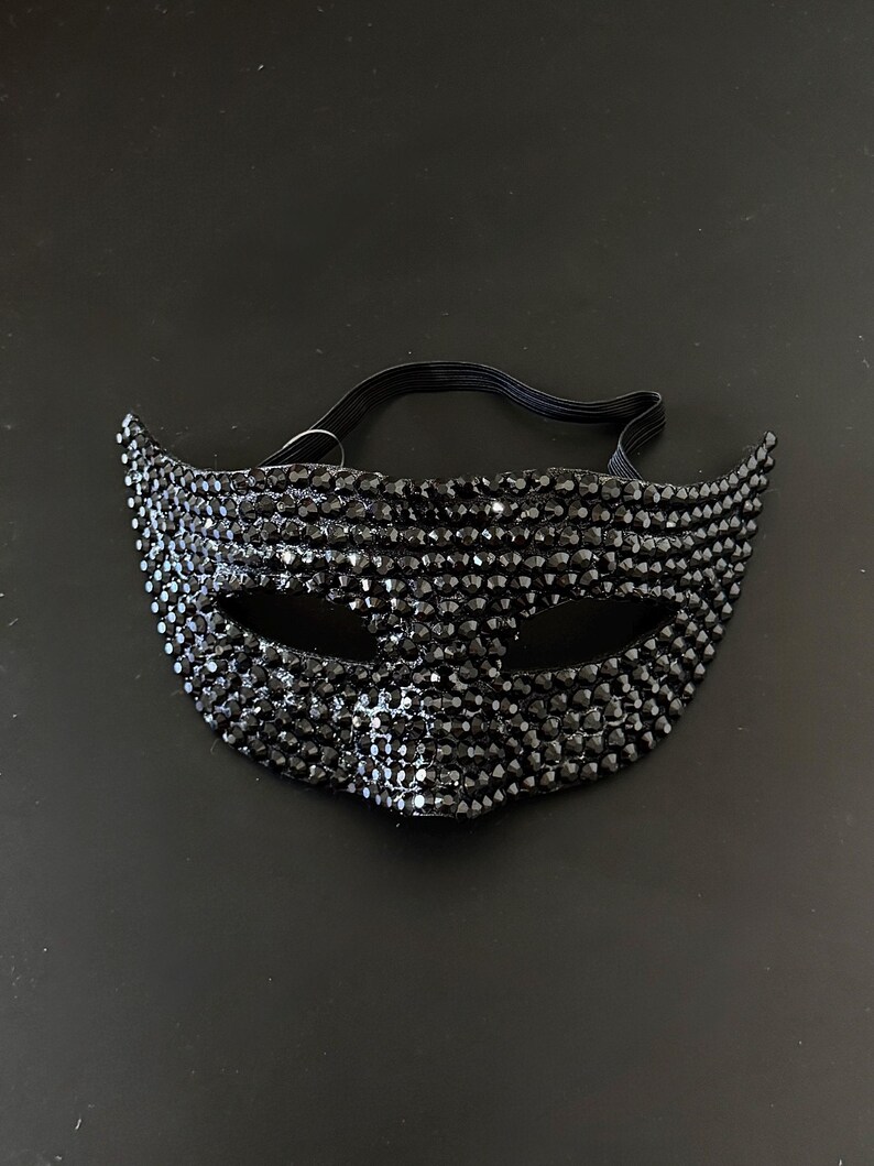 Black Rhinestone Masquerade Mask: Sparkly Crystal Party Costume ...