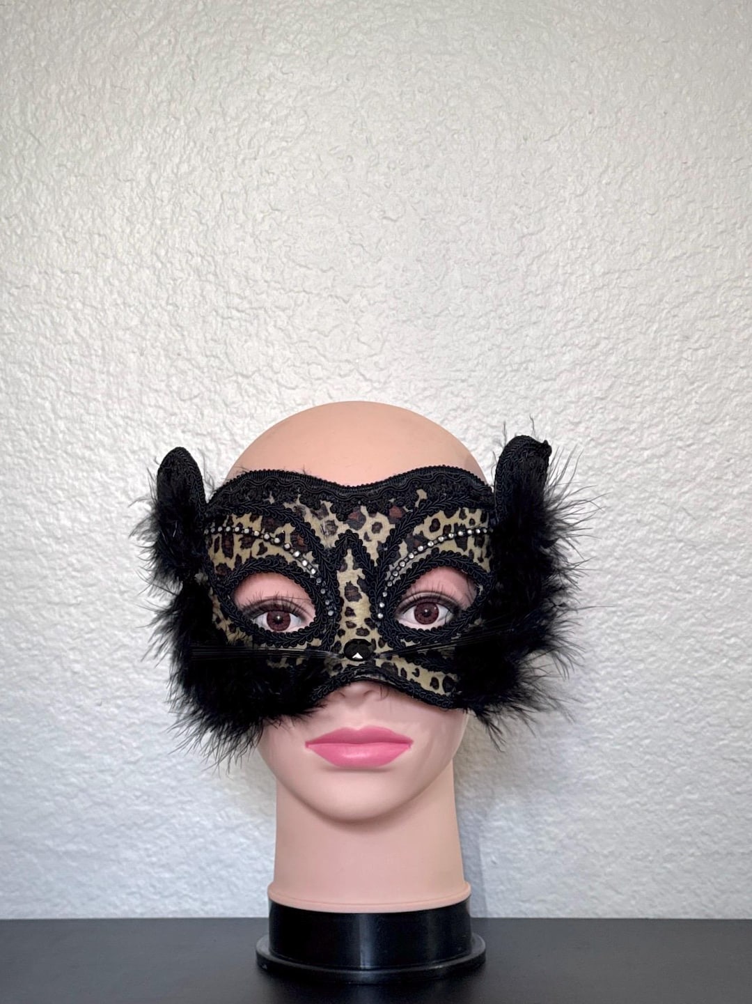 Leopard Cat Masquerade Mask – Animal Print Costume Party Eye Mask With ...