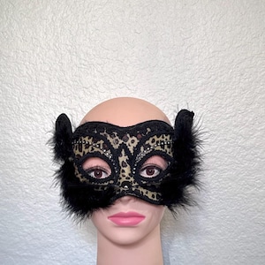 Leopard Cat Masquerade Mask – Animal Print Costume Party Eye Mask With ...