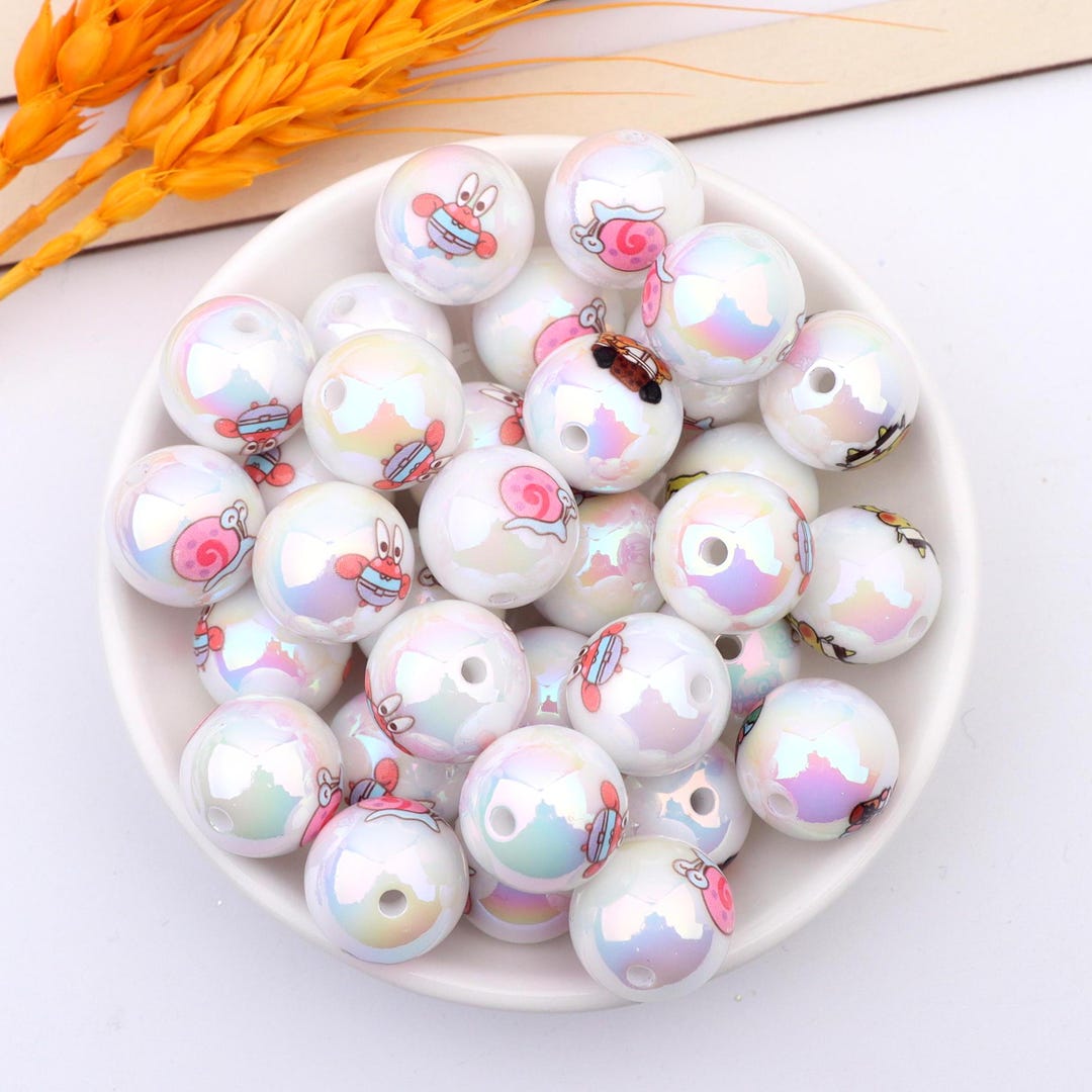Cartoon Round Beads, 16MM Beads, Crab Snail Loose Bead Supply, DIY ...