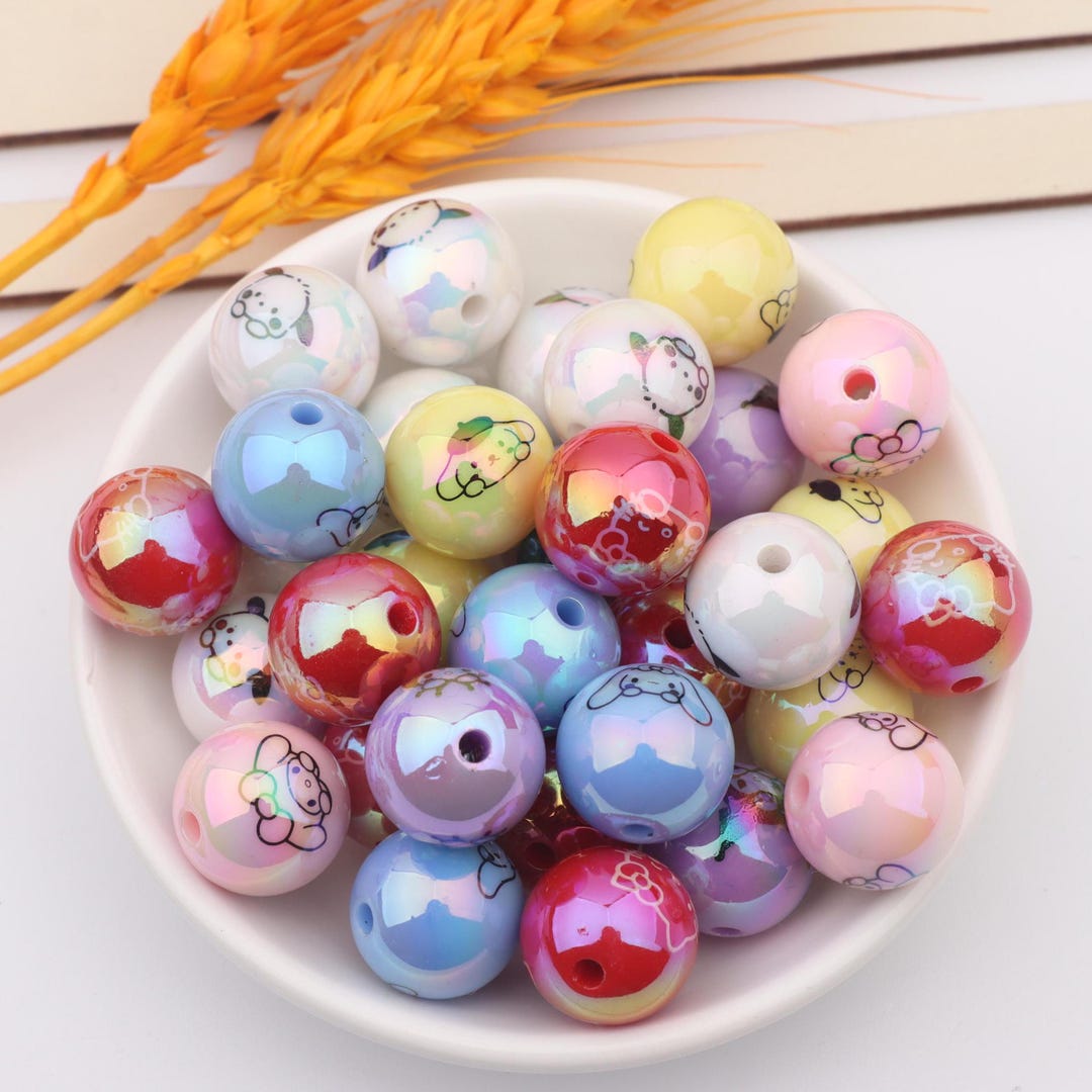 Kawaii Cartoon Round Beads, Super Cute Cartoon Characters, Yellow Puppy ...