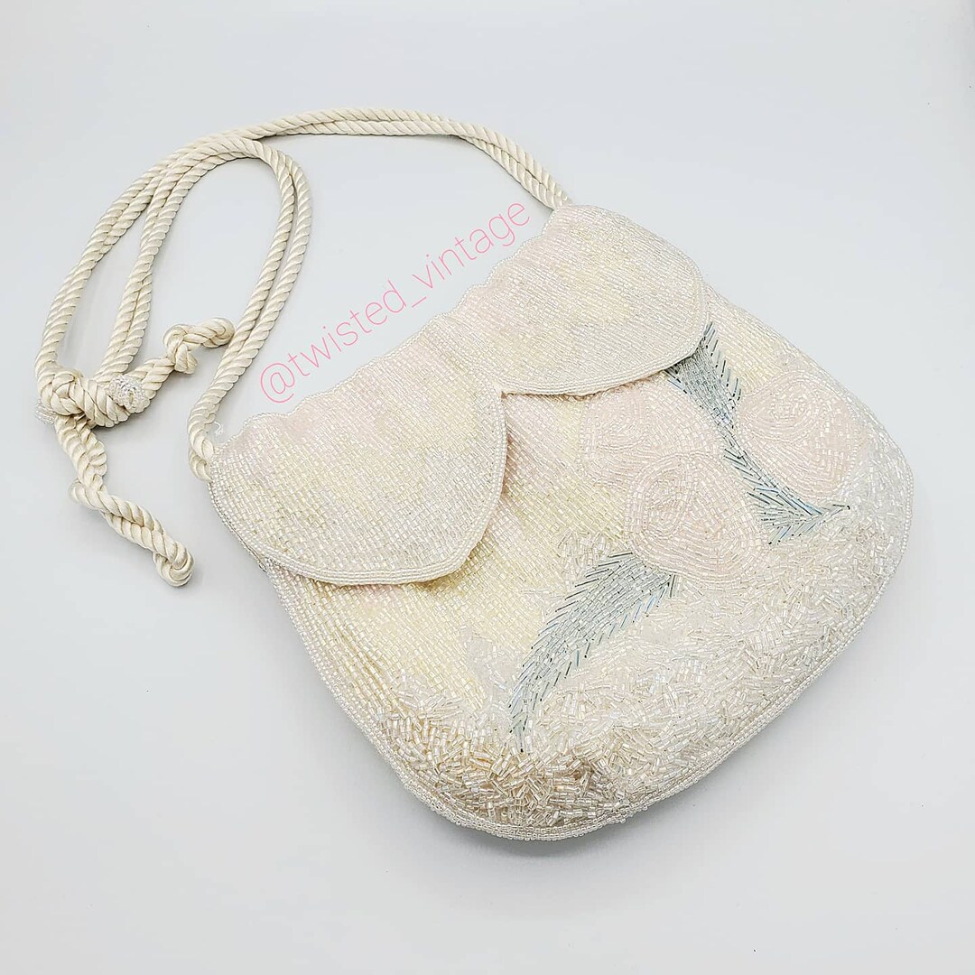 Vintage Pastel Beaded Roses Evening Purse Easter Spring Floral Pastels ...