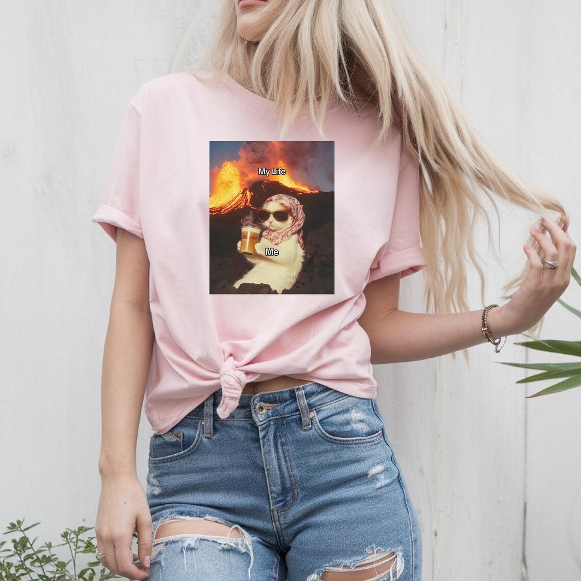 Trendy Cat Meme T-shirt | Funny Retro Cat Tee | Vintage Aesthetic Kitty ...