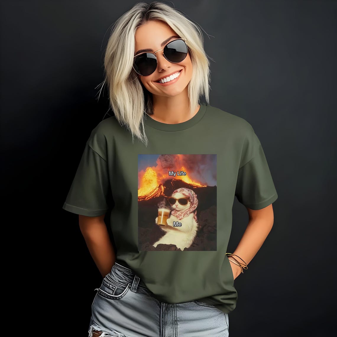 Trendy Cat Meme T-shirt | Funny Retro Cat Tee | Vintage Aesthetic Kitty ...