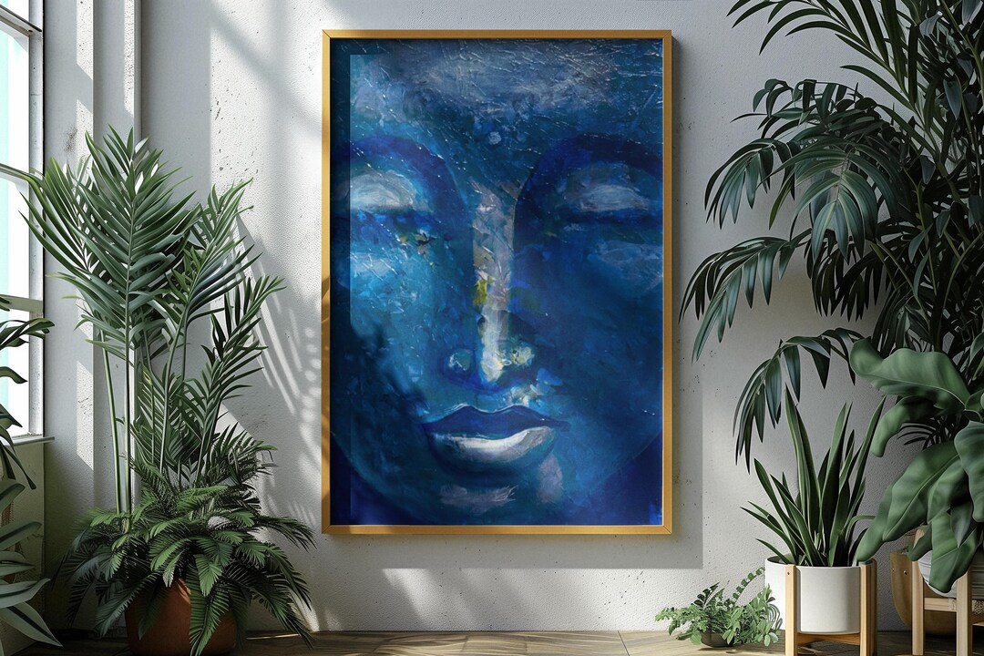Blue Buddha Wall Art Download – Abstract Face Painting, Spiritual ...
