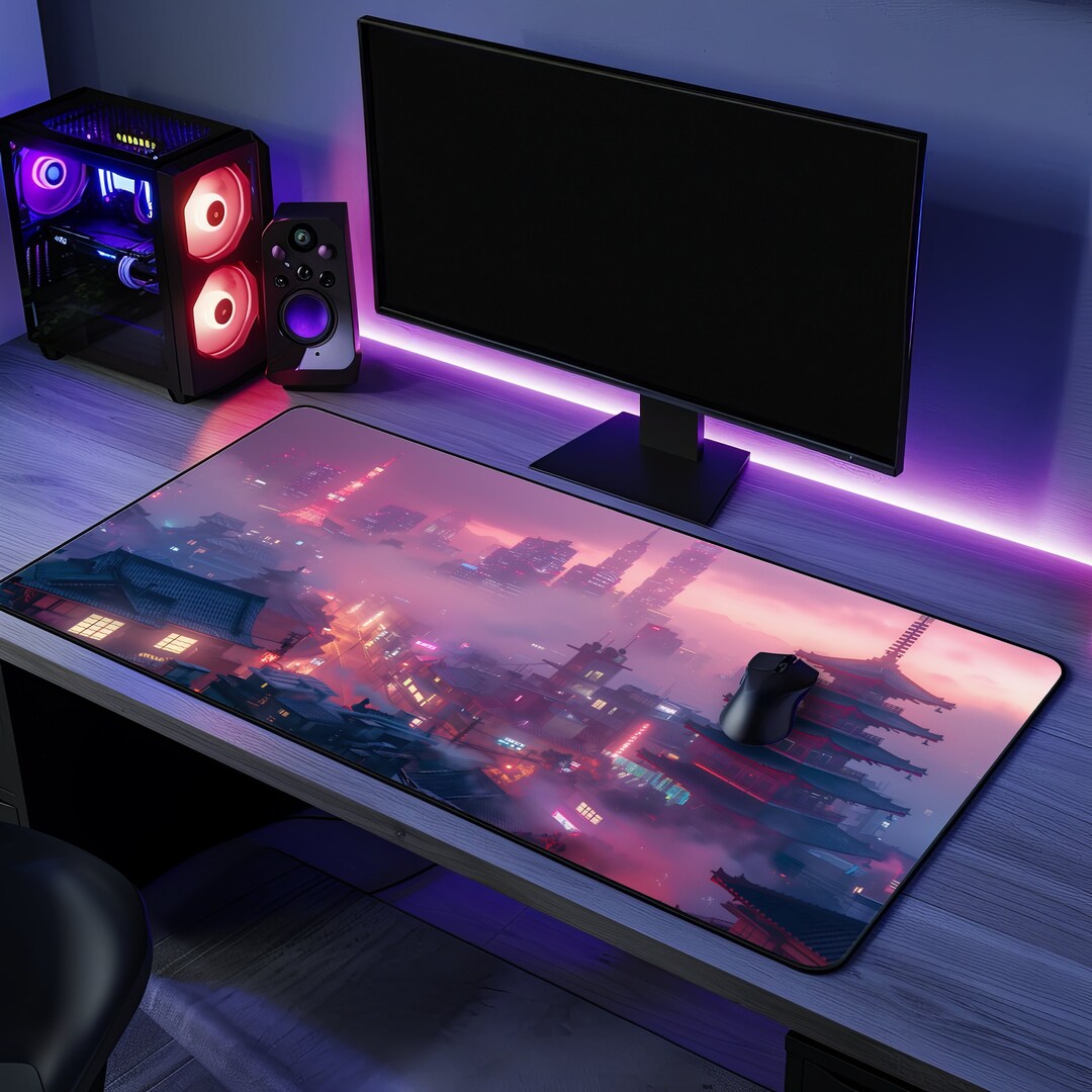 Cyberpunk Tokyo Mouse Pad: Asian Neon Skyline, Gamer Gift - Etsy