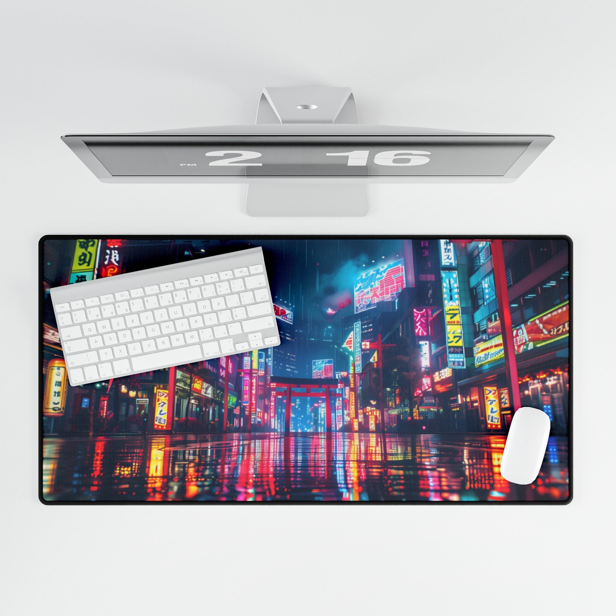 Neon Tokyo Cyberpunk Mouse Pad for Gamers Dynamic Asian Metropolis, Non ...