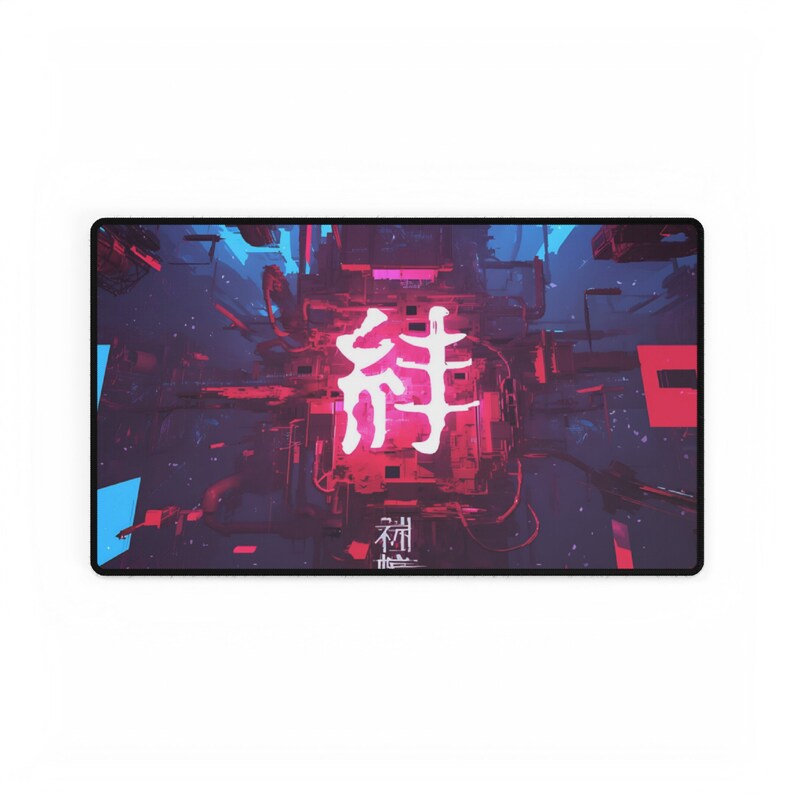 Datastream Enigma: Glowing Kanji Mousepad | Anime Art | Cyberpunk Code ...