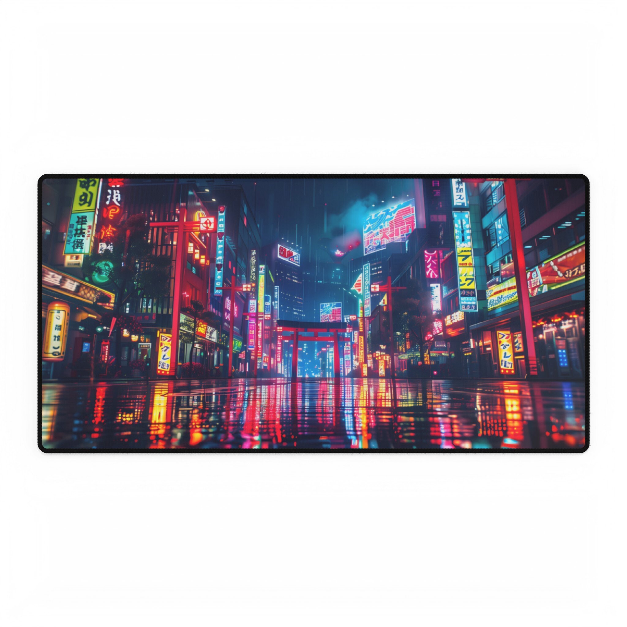 Neon Tokyo Cyberpunk Mouse Pad for Gamers - Dynamic Asian Metropolis ...