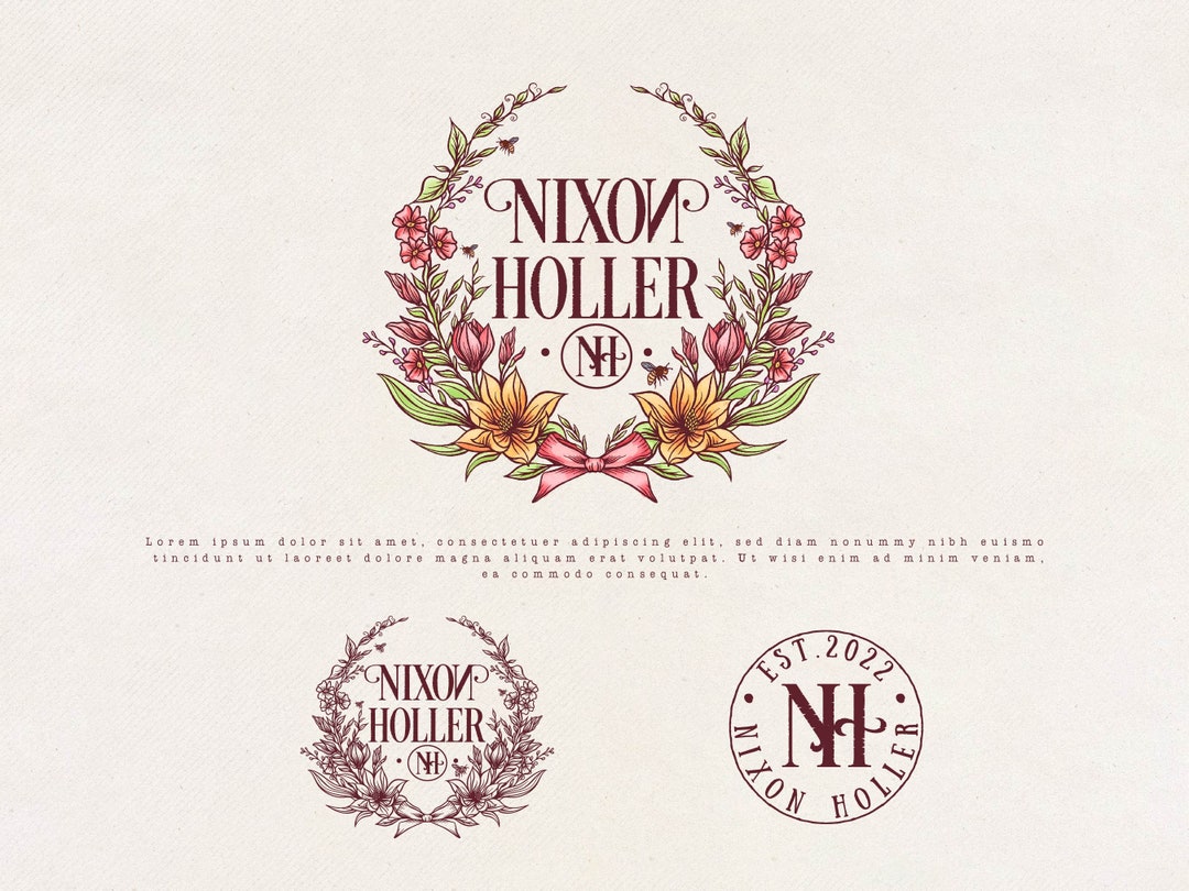 Custom Hand Drawn Flower Farm Logo Design, Garden Logo, Flower Shop ...