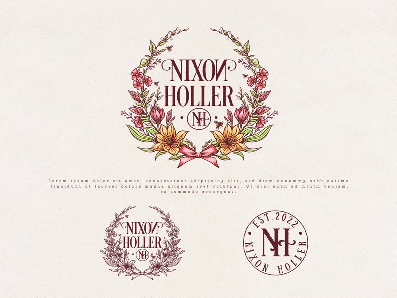 Custom Hand Drawn Flower Farm Logo Design, Garden Logo, Flower Shop ...