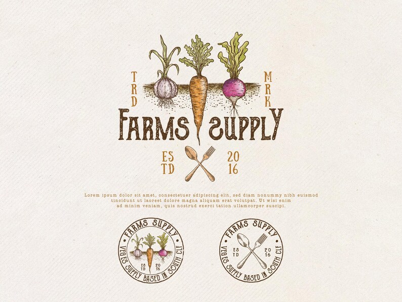 Vegetables Farm Logo, Rustic Veges Logo, Family Farm Logo, Retro Logo ...