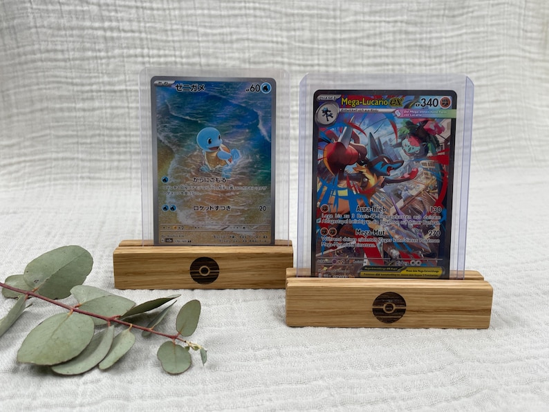Oak Toploader Card Holder – Engraved Trading Card Display for Shelf ...