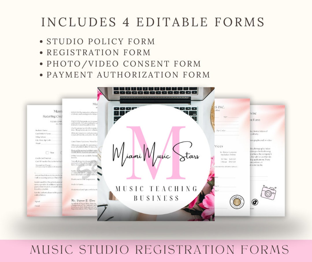 Complete Music Studio Registration Forms (4 Editable Forms) - Etsy