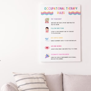 Occupational Therapy Rules Wall Art Room Decor, Colorful Pediatric OT ...