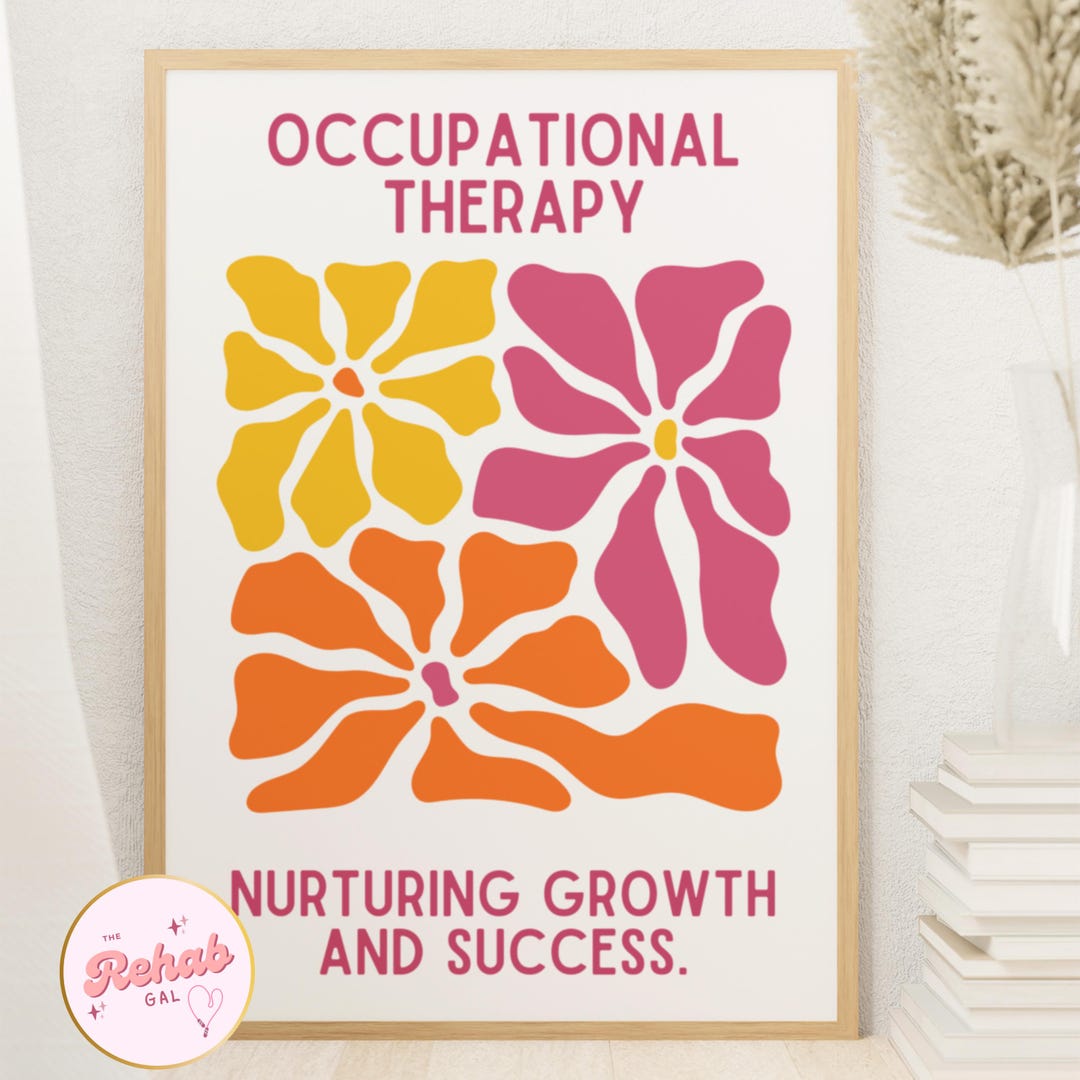 Occupational Therapy Wall Art Room Decor, Cute Retro OT Floral Poster ...