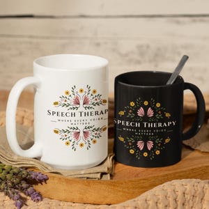 Cute Speech Therapy Coffee Mug, Speech Therapist Appreciation Floral ...