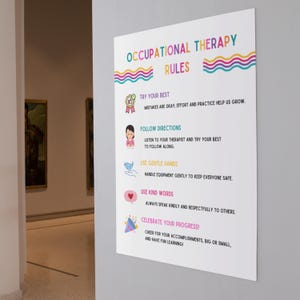 Occupational Therapy Rules Wall Art Room Decor, Colorful Pediatric OT ...
