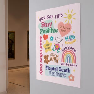 Cute Mental Health Awareness Decor, Uplifting Self Care Quotes Wall ...
