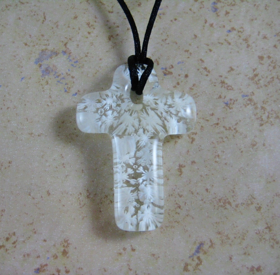 Cross Pendant/fused Glass Cross Pendant/fused Glass Snowflake ...