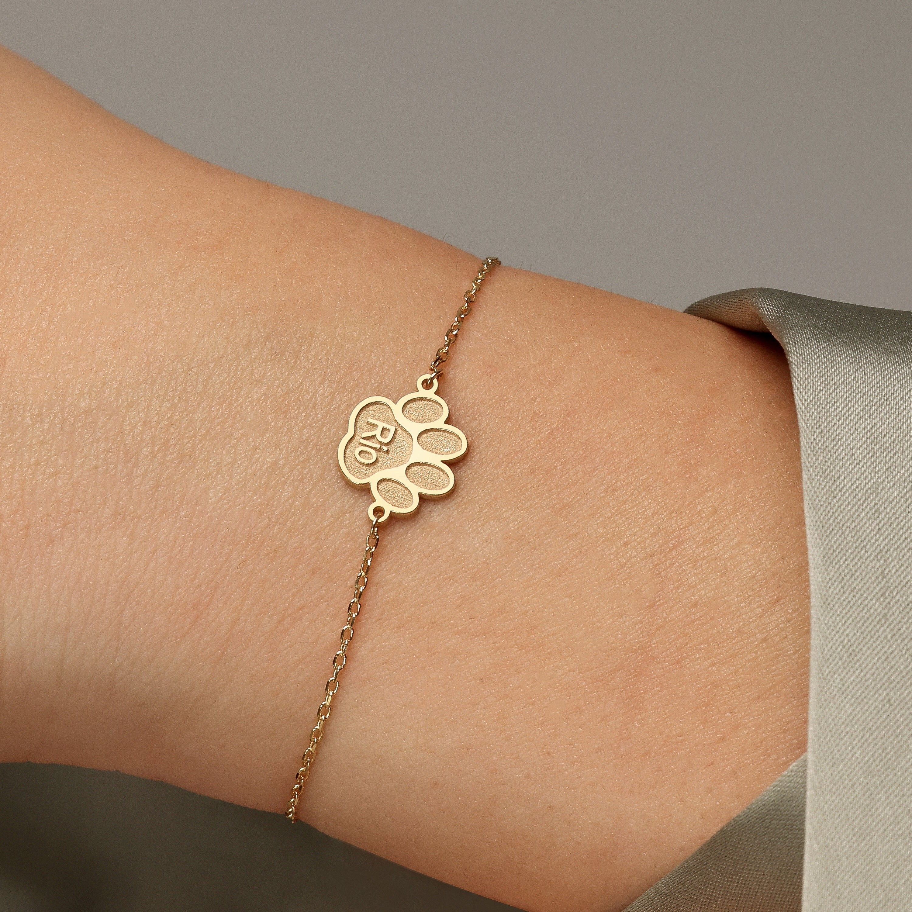 Paw Print Name Bracelet, Personalized Engraved Dog Paw Bracelet ...