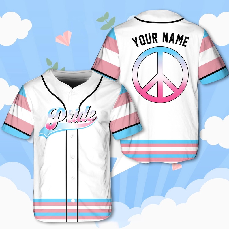 Custom Trans Pride Baseball Jersey, LGBTQ+ Personalized Shirt ...