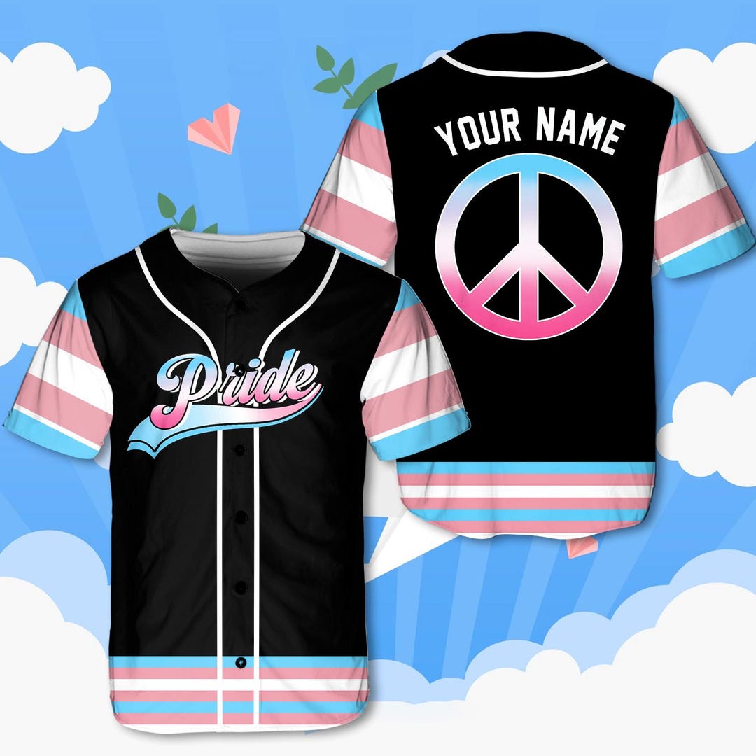 Custom Trans Pride Baseball Jersey, LGBTQ+ Personalized Shirt ...