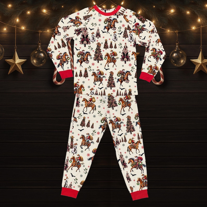 Cowboy Christmas Pajamas Set – Family Matching Holiday Pjs, Santa ...