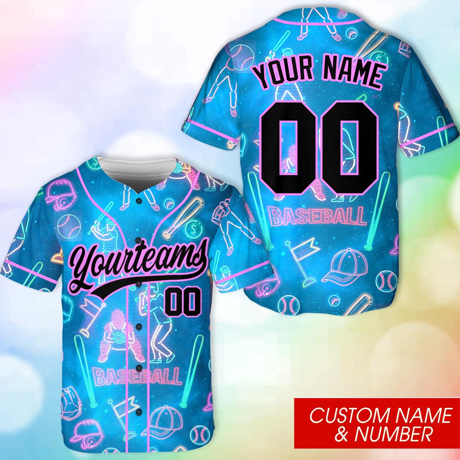 Custom Name and Number Baseball Jersey, Neon Baseball Jersey ...