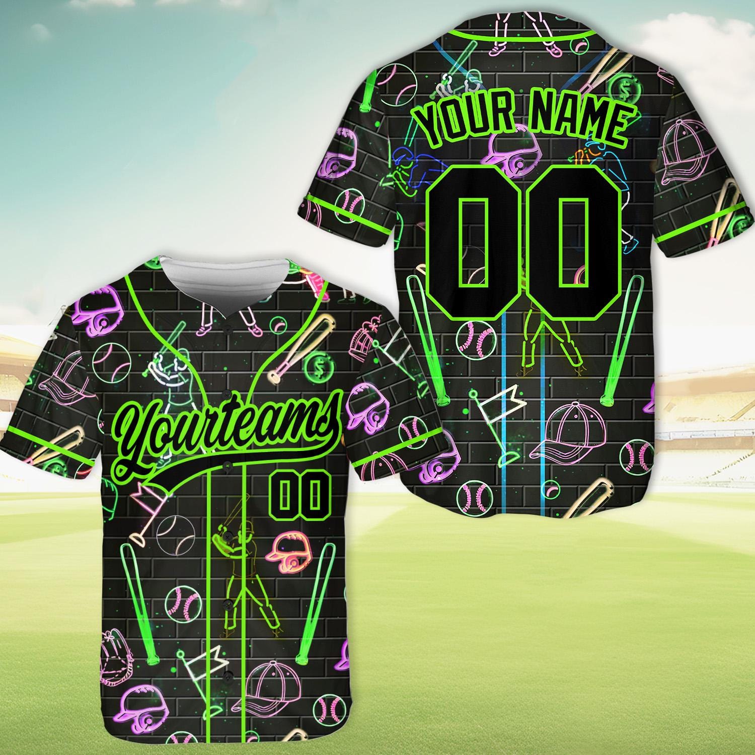 Custom Name and Number Baseball Jersey, Neon Baseball Jersey ...