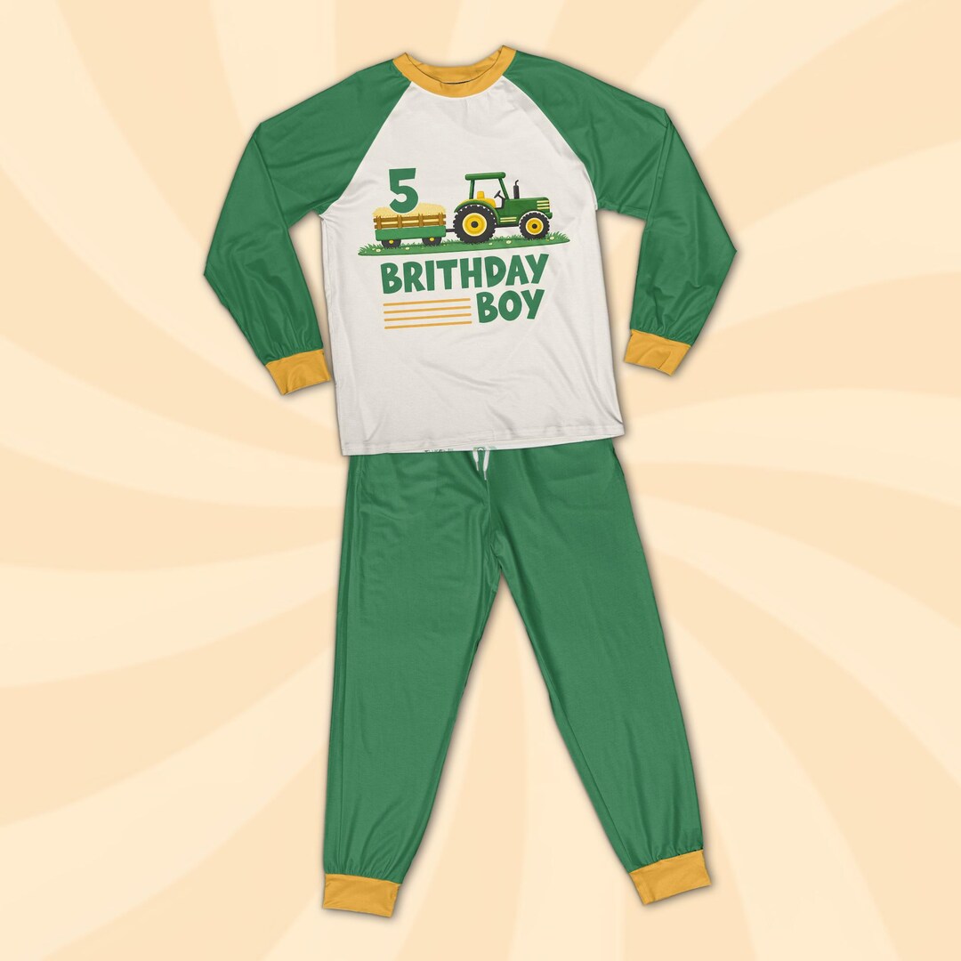 Tractor Birthday Family Pajamas Set, Birthday Boy Tractor Pajamas ...